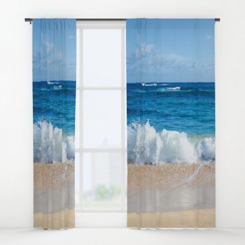 Tropical sea window curtain, blackout curtain, sheer curtain, coastal ...