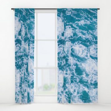 Teal Blue marble ocean window curtain, blackout curtain, sheer curtain ...