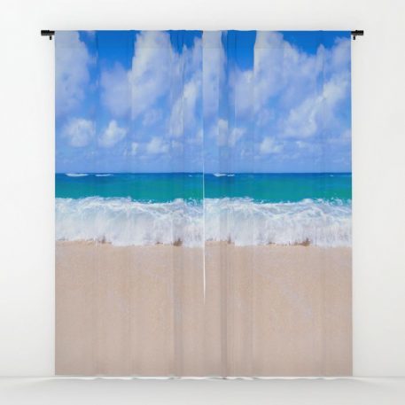 Tropical beach window curtain, blackout curtain, sheer curtain, coastal ...
