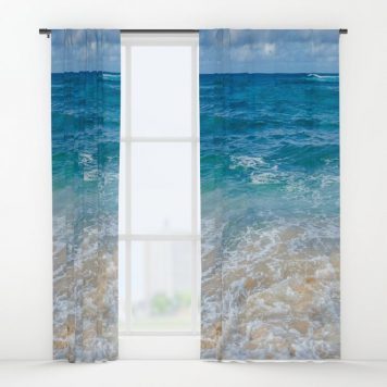 Tropical beach window curtain, blackout curtain, sheer curtain, coastal ...