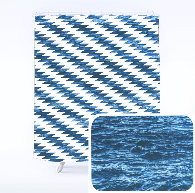 Blue ocean bath set 48, Microfiber sea foam bath mat, ocean shower ...