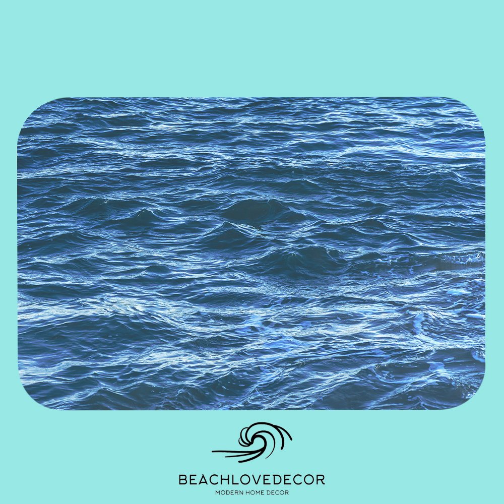 Blue ocean bath set 36, Microfiber sea foam bath mat, ocean shower ...